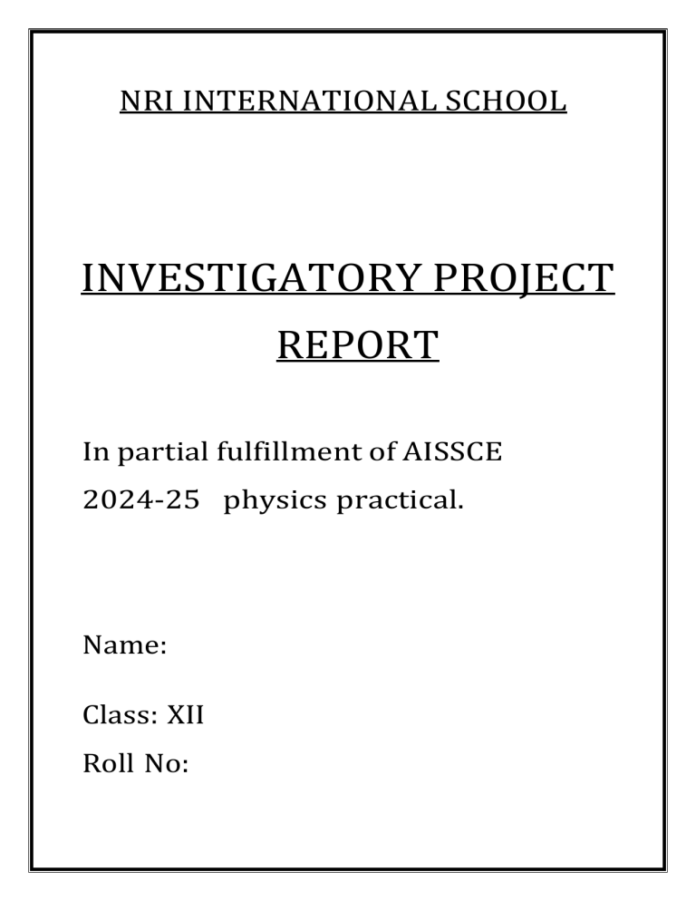 Physics Investigatory Project: Self Inductance Factors