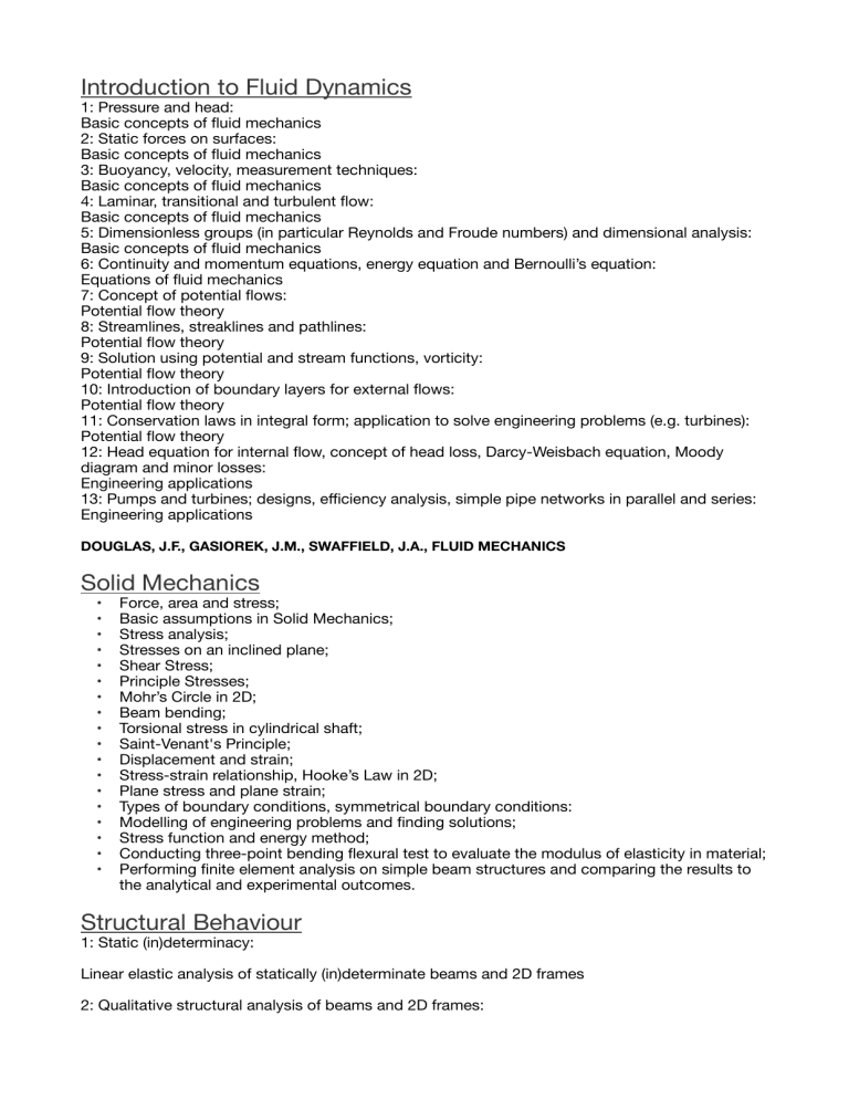 Introduction to Fluid Dynamics & Engineering Mechanics