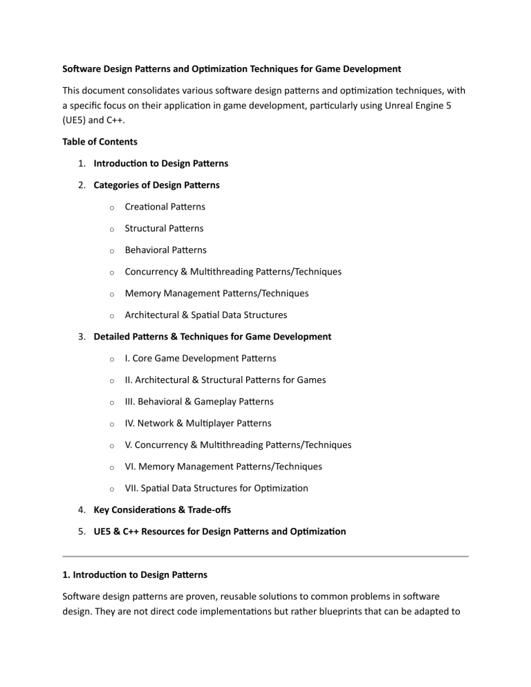 Software Design Patterns & Optimization for Game Dev (UE5 & C++)