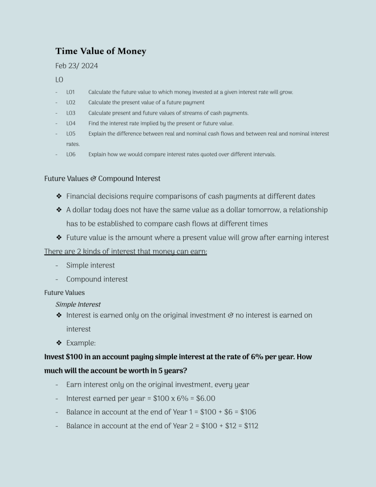 Time Value of Money: Future & Present Value Calculations