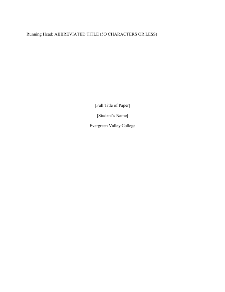 APA Style Template for Academic Papers