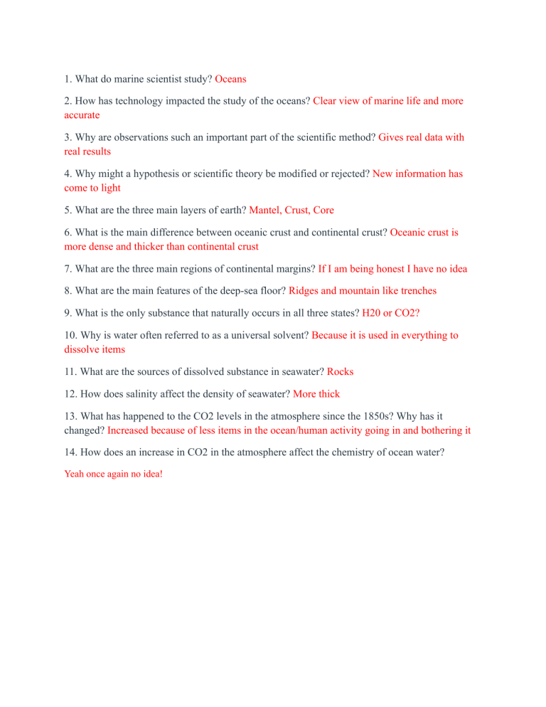 Marine Science Quiz: Oceans & Earth