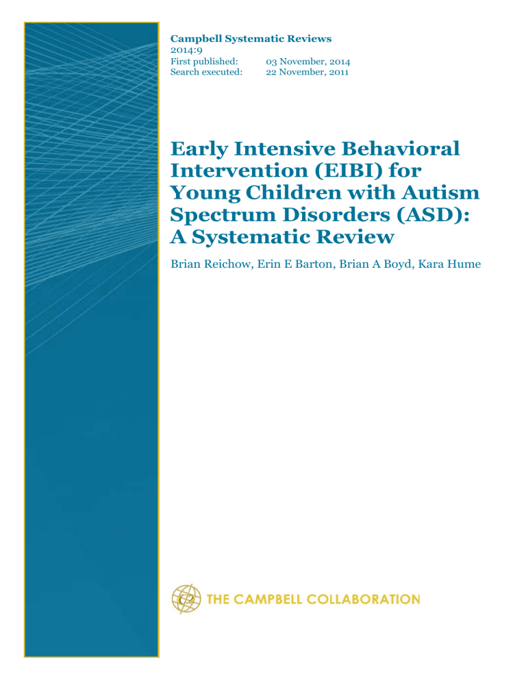 Early Intensive Behavioral Intervention (EIBI) for Young Children with ...
