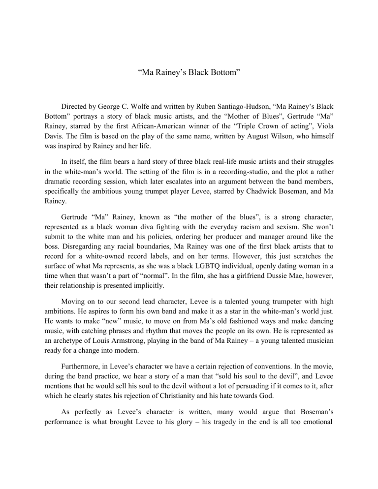 Ma Rainey’s Black Bottom Film Analysis