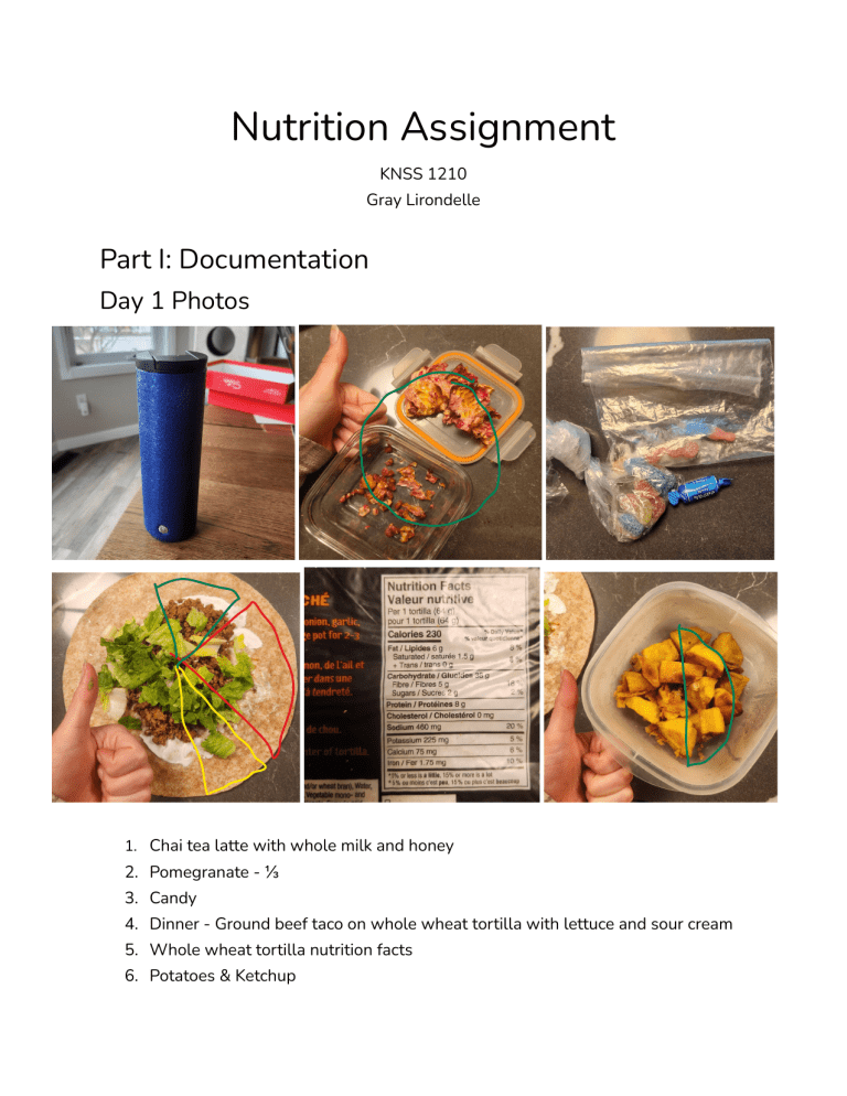 Nutrition Assignment: 3-Day Dietary Analysis