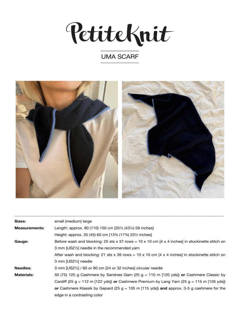 Uma Scarf Knitting Pattern by PetiteKnit