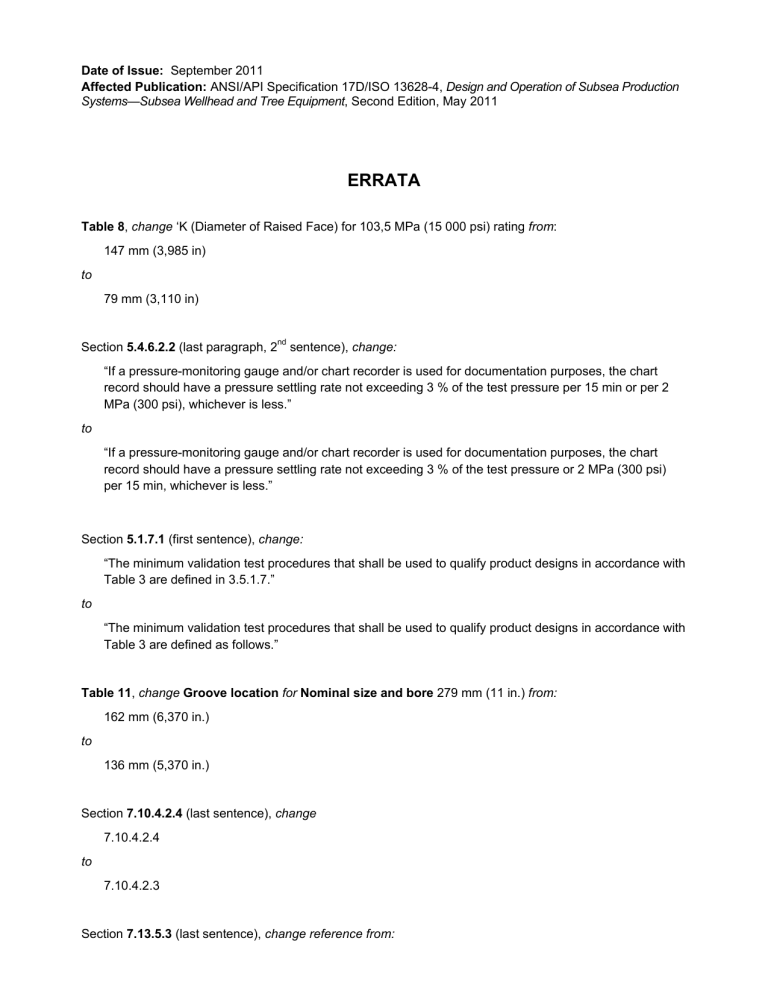 ANSI/API 17D/ISO 13628-4 Errata (Sept 2011)