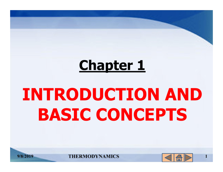 Chapter 1: Introduction to Thermodynamics Basics