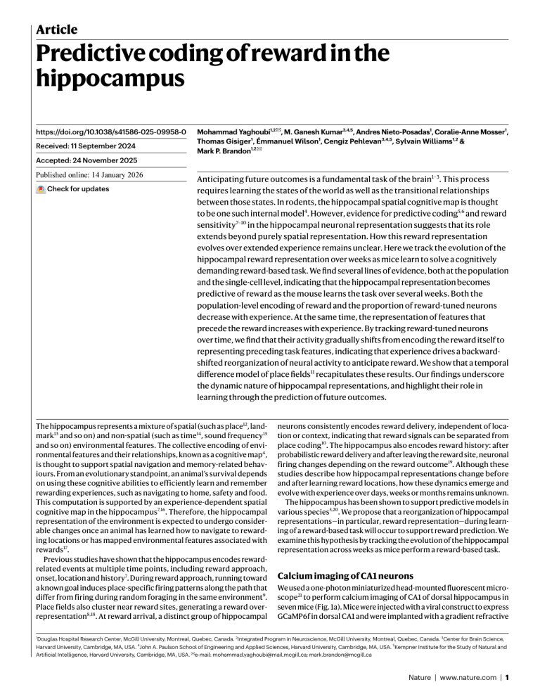 Predictive Coding of Reward in the Hippocampus: Neural Dynamics