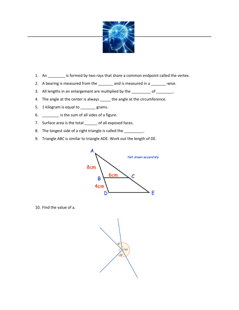 Mathematics Worksheet: Geometry & Trigonometry Problems