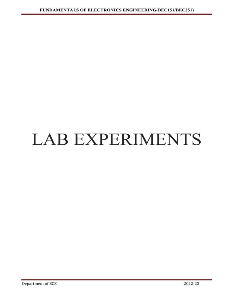 Fundamentals of Electronics Engineering Lab Experiments