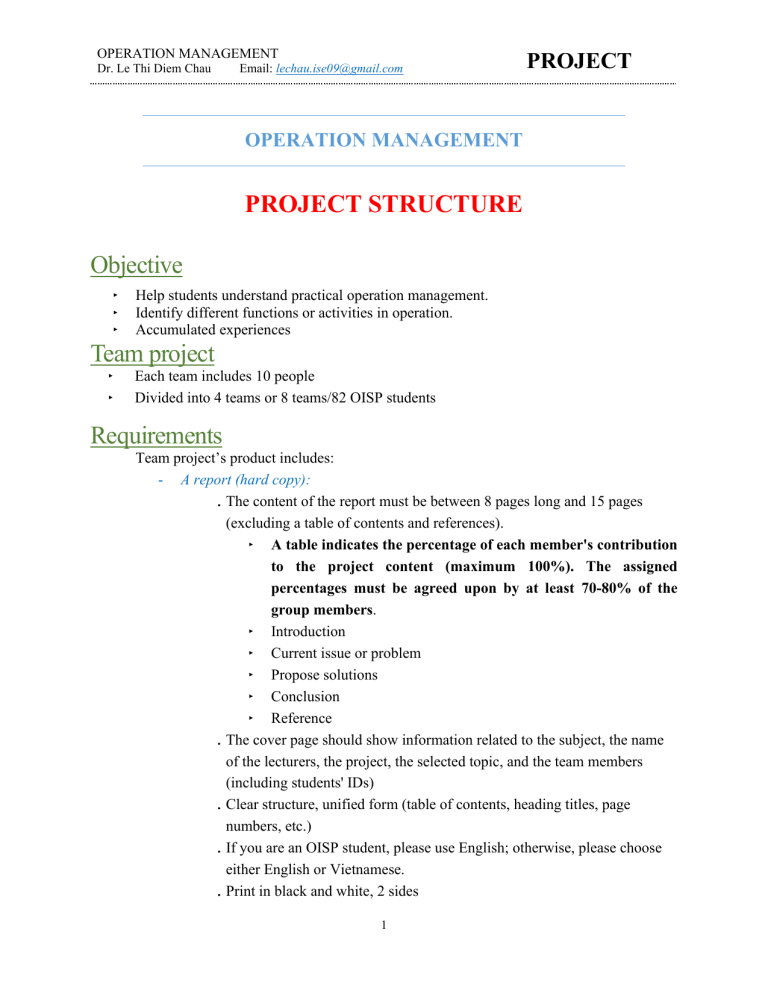 Operation Management Project Structure for College Students