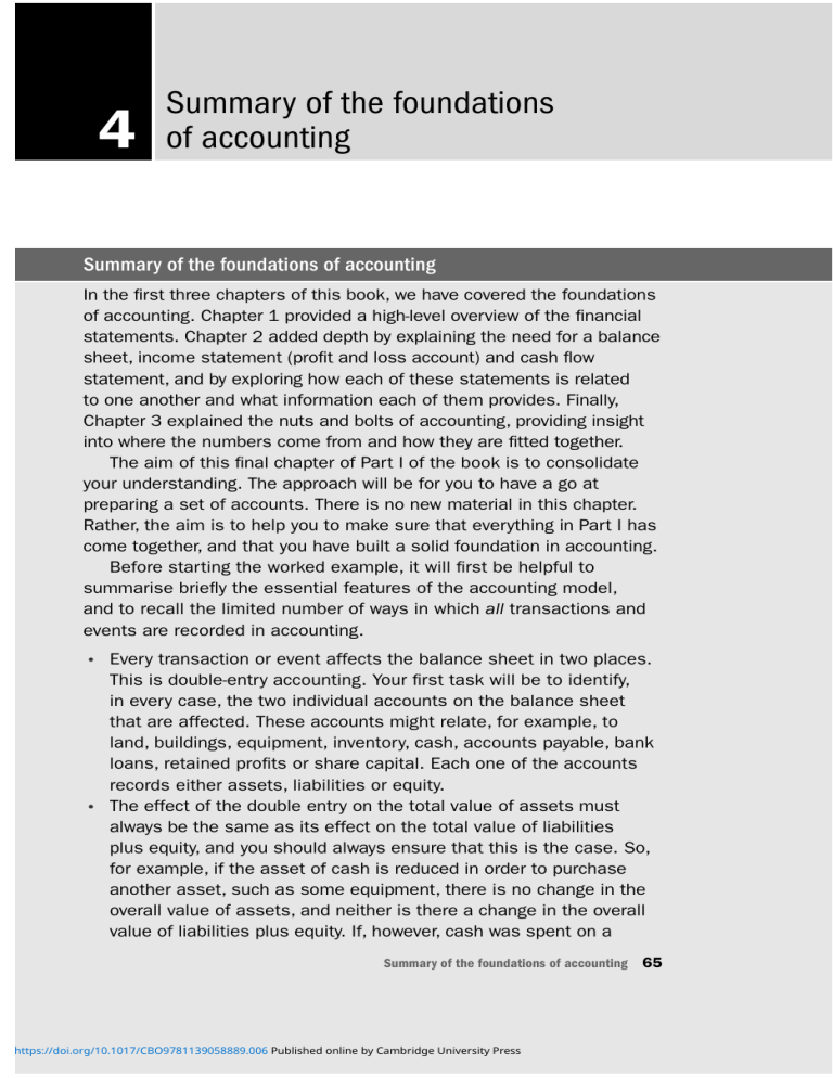 Summary of Accounting Foundations: Double-Entry & Financial Statements