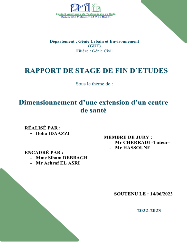 Rapport de stage : Dimensionnement d'une extension de centre de santé