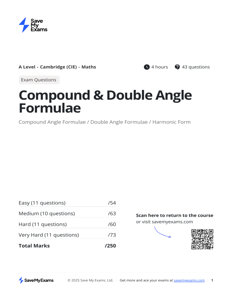 A Level Maths Exam Questions: Compound & Double Angle Formulae