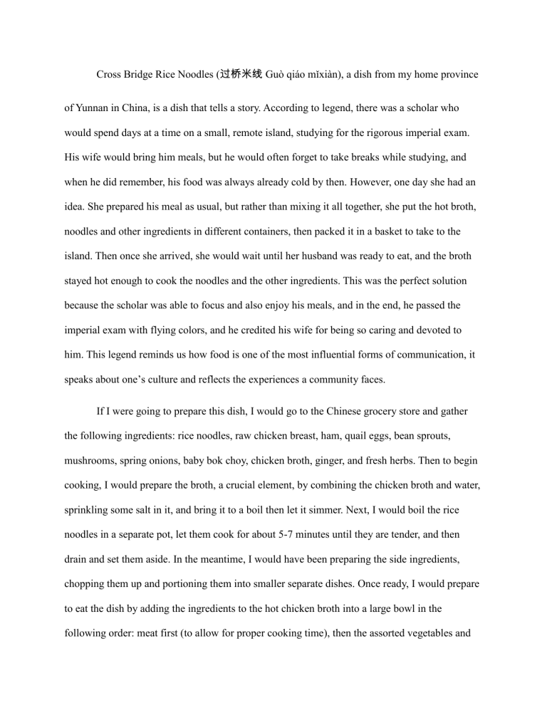 Cross Bridge Rice Noodles: Recipe, Legend, and Cultural Significance