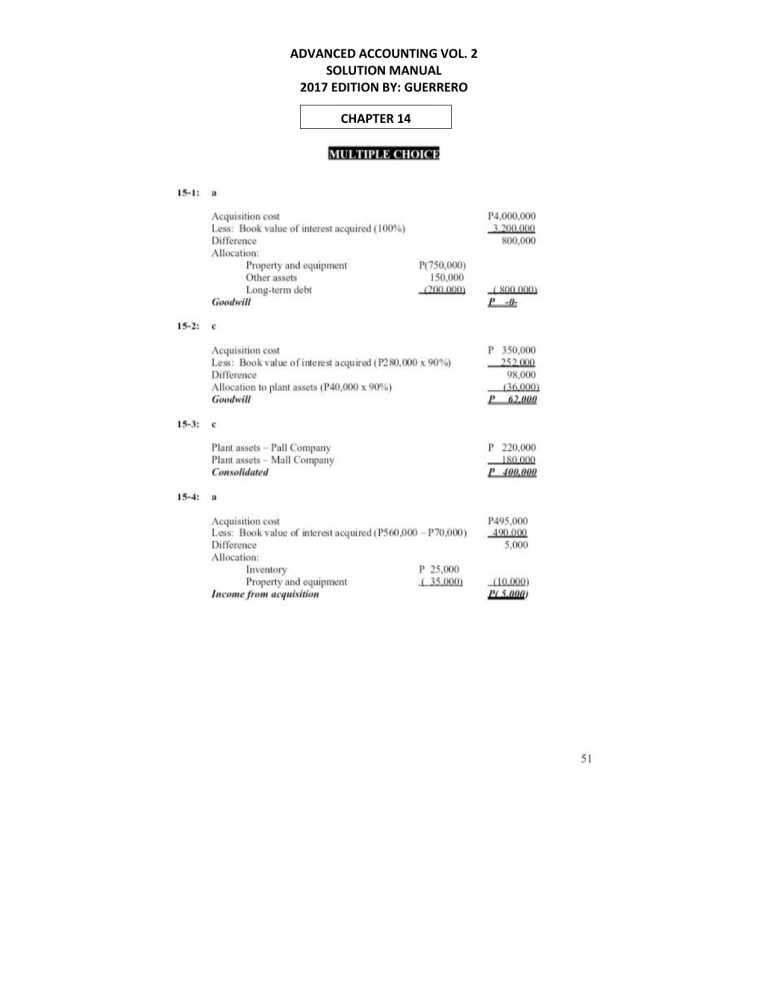 Advanced Accounting Vol. 2 Solution Manual