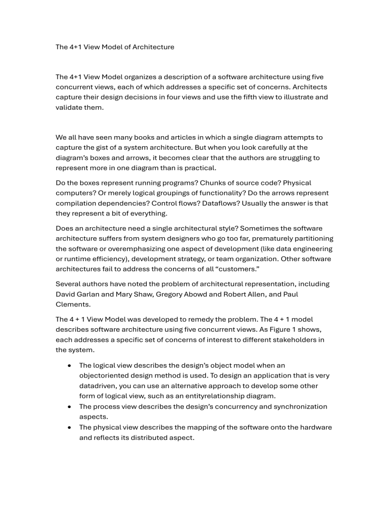 4+1 View Model of Software Architecture