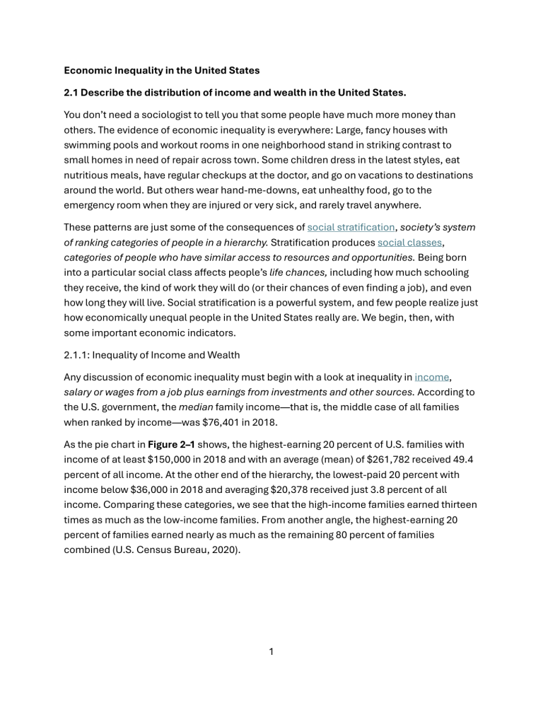 Economic Inequality in the United States: Income & Wealth Distribution