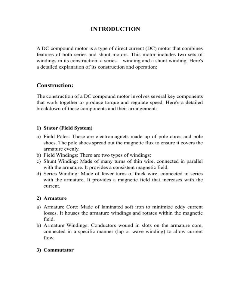 DC Compound Motor Construction & Operation Guide
