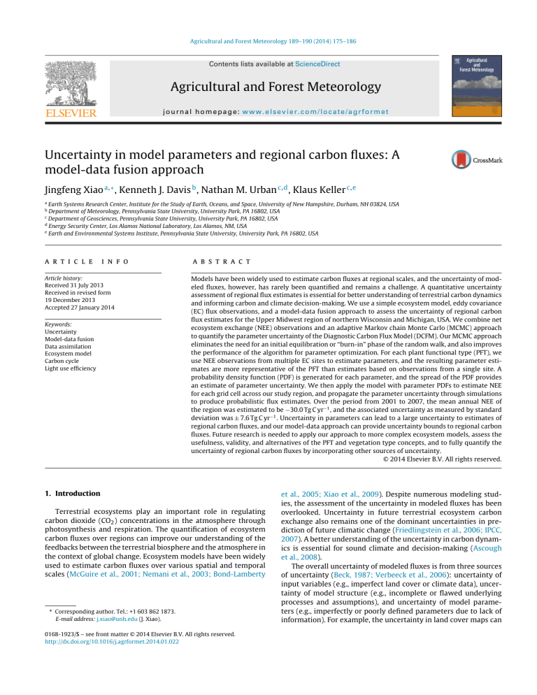 Uncertainty in Model Parameters and Regional Carbon Fluxes: A Model ...