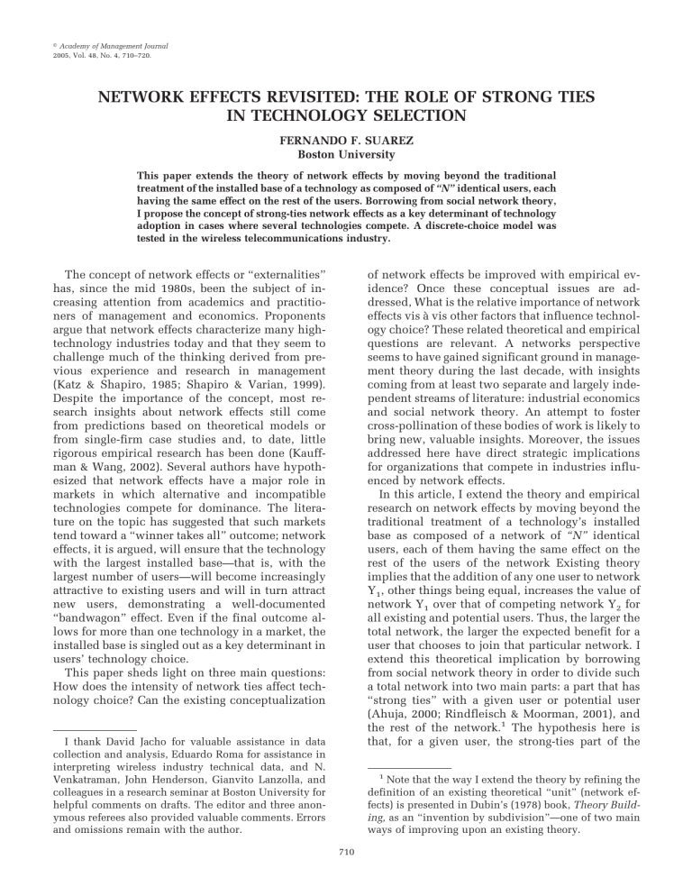 Network Effects Revisited: Strong Ties in Tech Selection