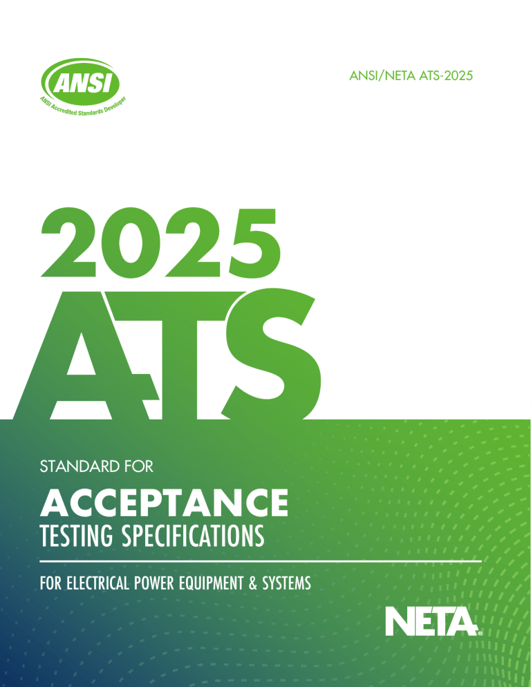 ANSI/NETA ATS-2025 Acceptance Testing Standard