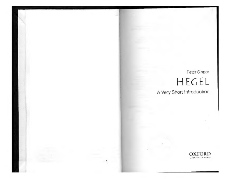 Hegel: A Very Short Introduction by Peter Singer