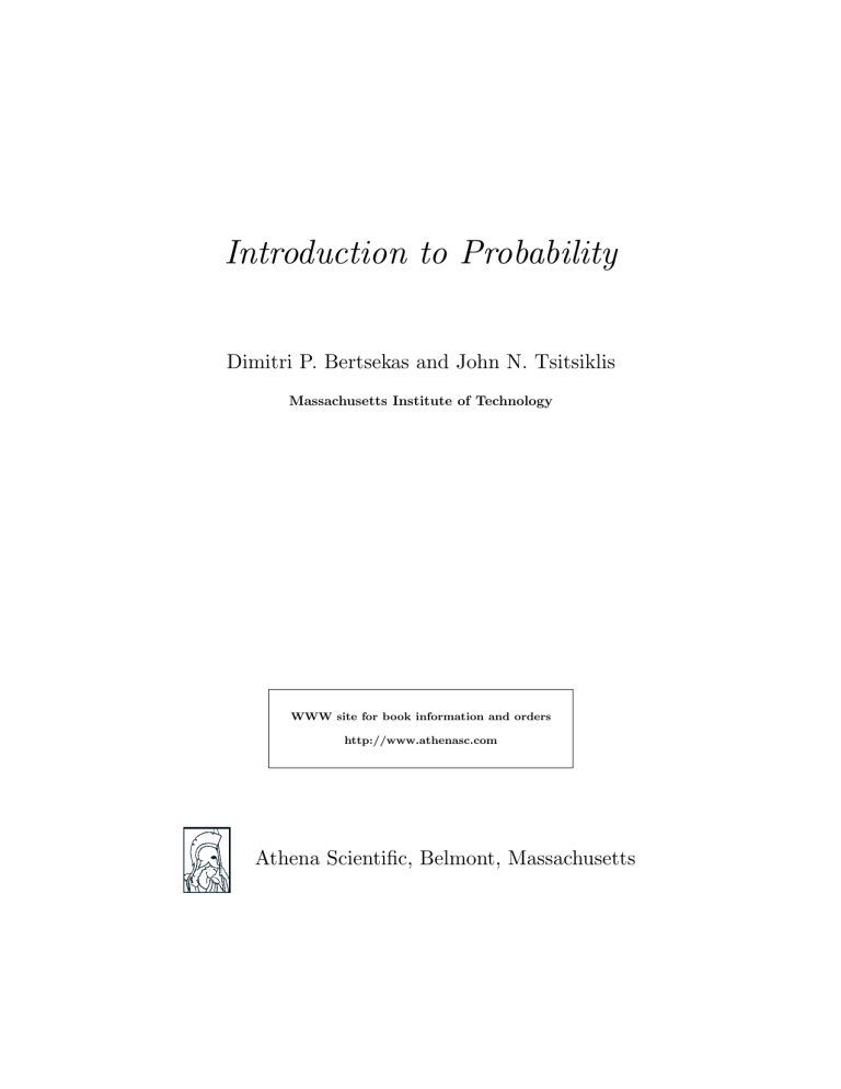 Introduction to Probability Textbook by Bertsekas & Tsitsiklis