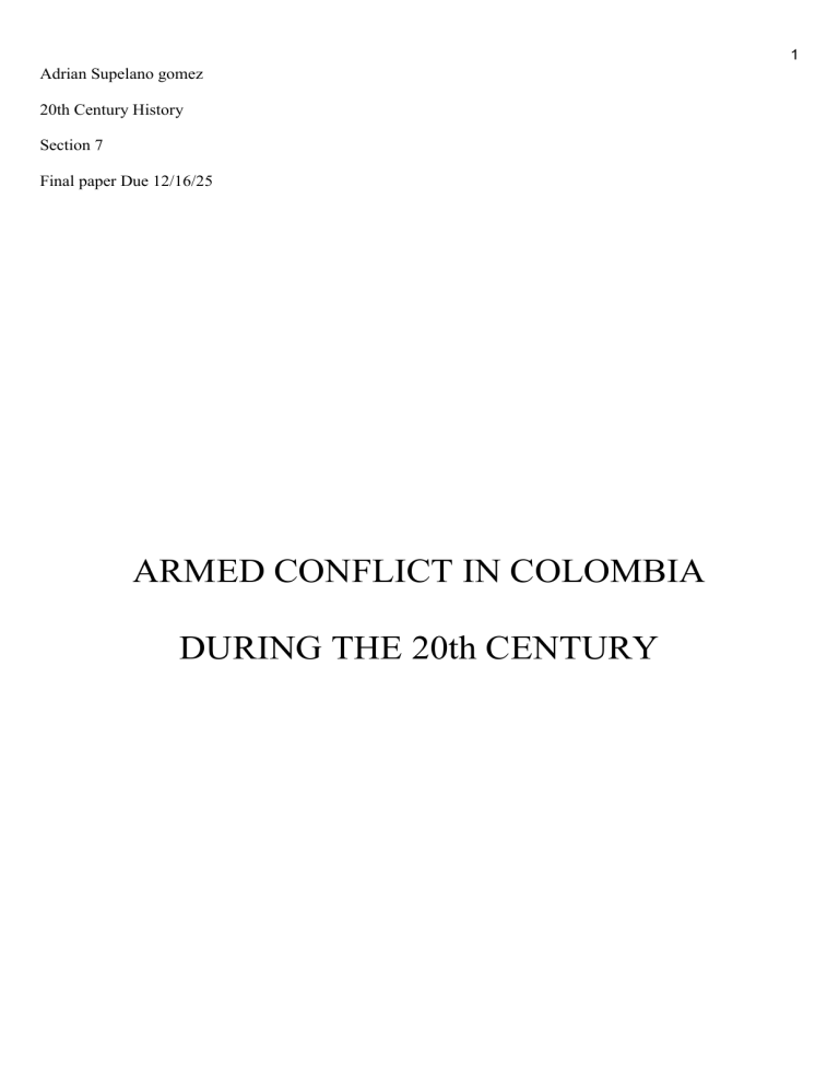 Armed Conflict in Colombia 20th Century