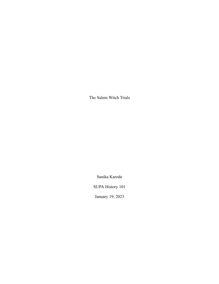 The Salem Witch Trials: Causes and Analysis
