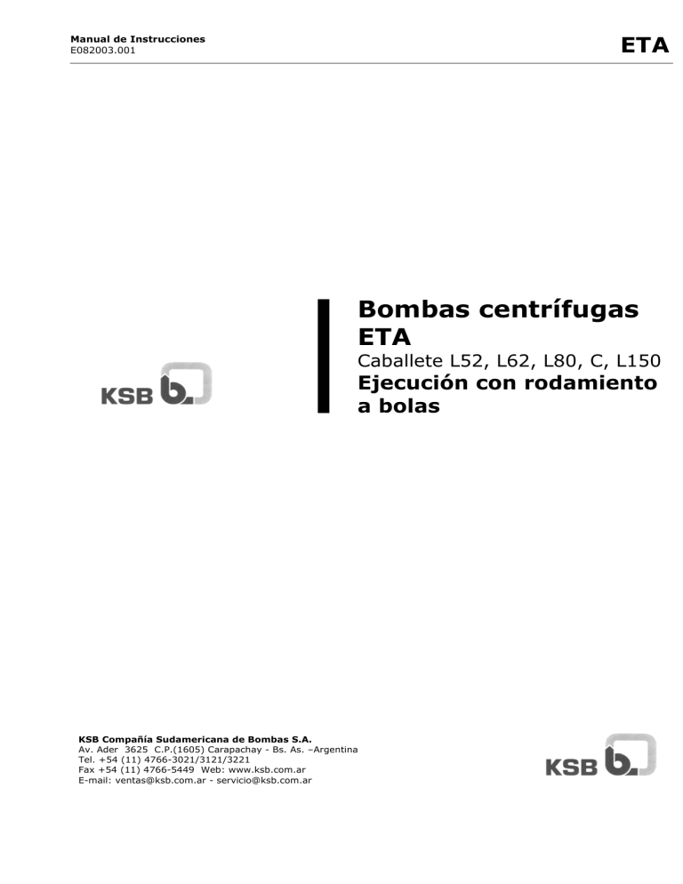 Manual de Instrucciones Bombas Centrífugas ETA KSB