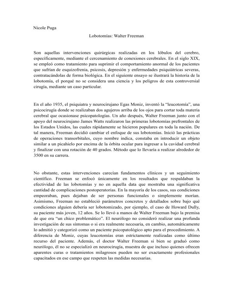 Lobotomías: Walter Freeman y la historia de la cirugía cerebral