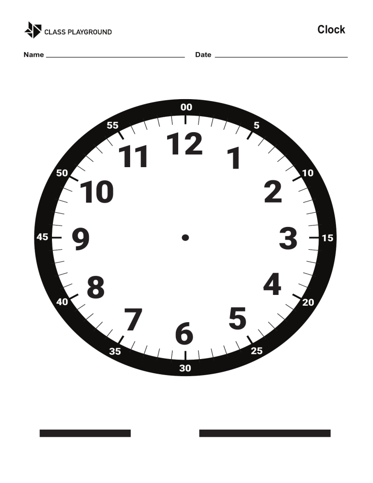 Clock Worksheet for Time Telling Practice