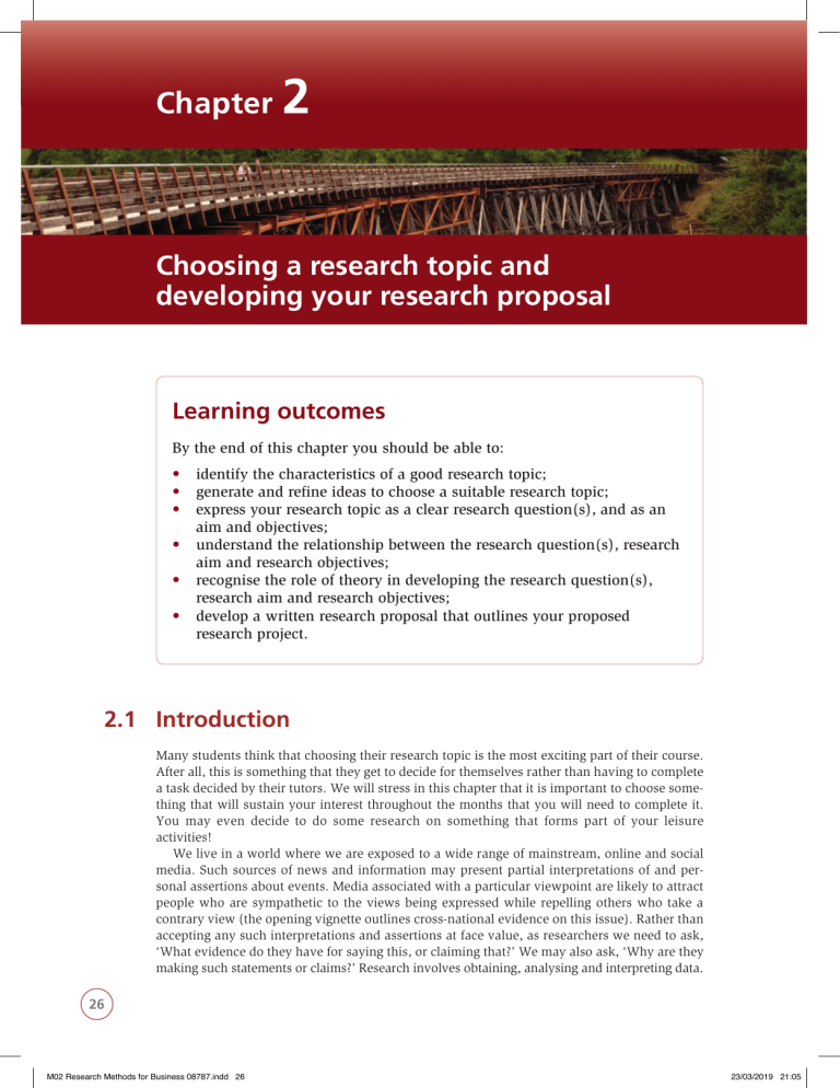 Chapter 2: Choosing a Research Topic & Developing a Proposal