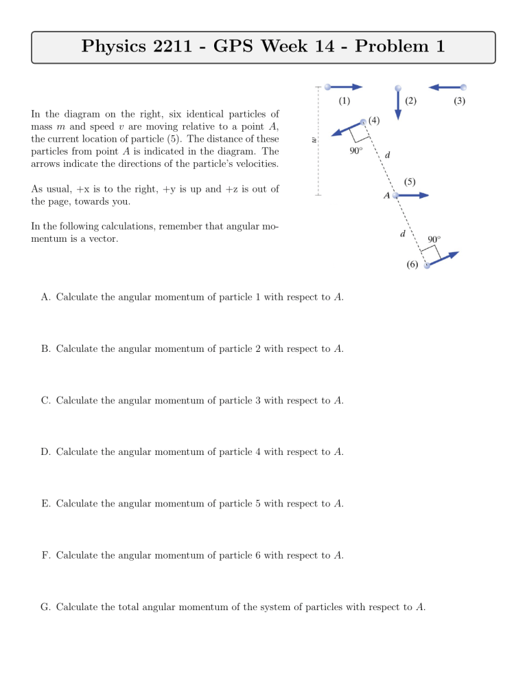 Physics 2211 Week 14 Problem 1: Angular Momentum of Particles