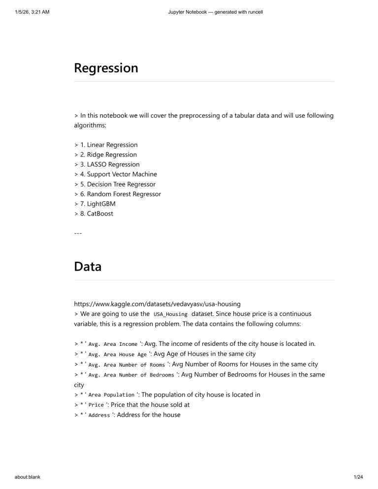 Regression Analysis Tutorial with Jupyter Notebook