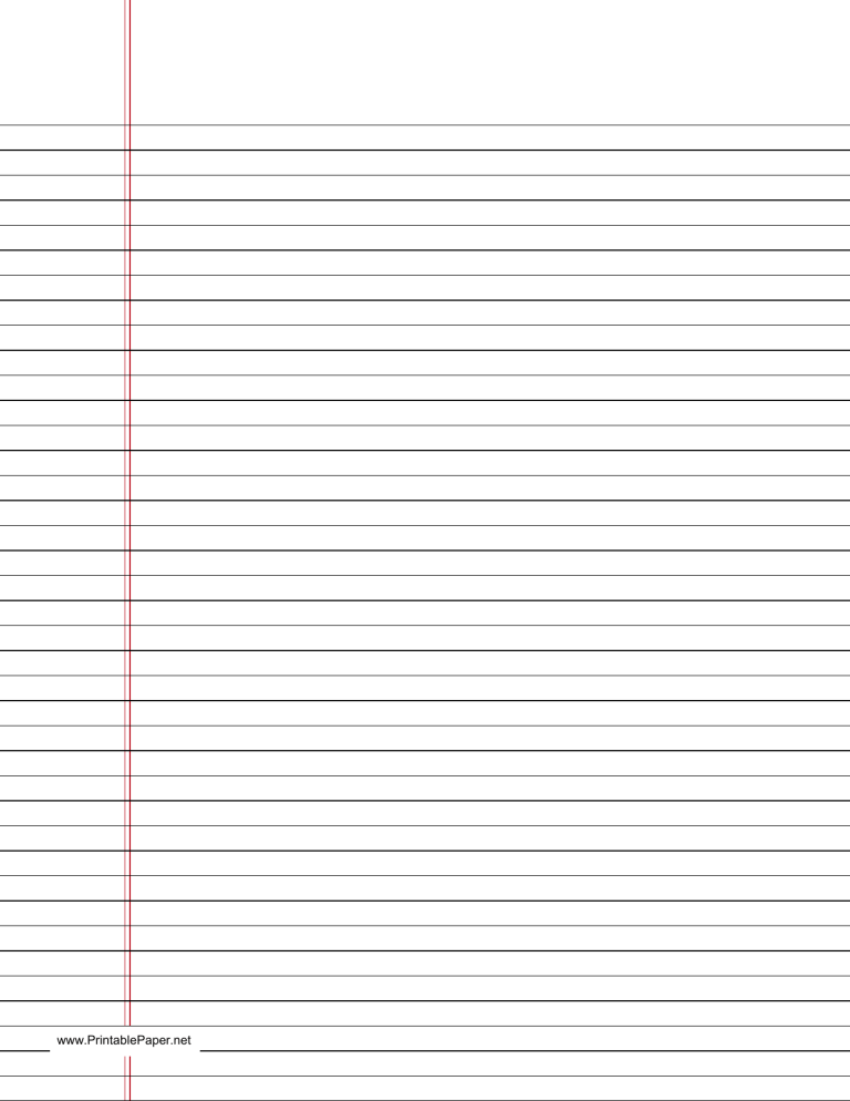 Printable Lined Paper Template for Notes and Writing
