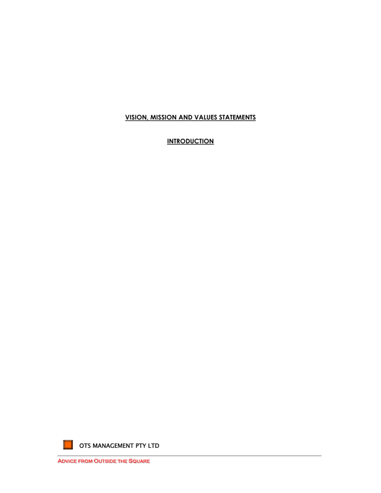 Vision, Mission, Values Statements Guide