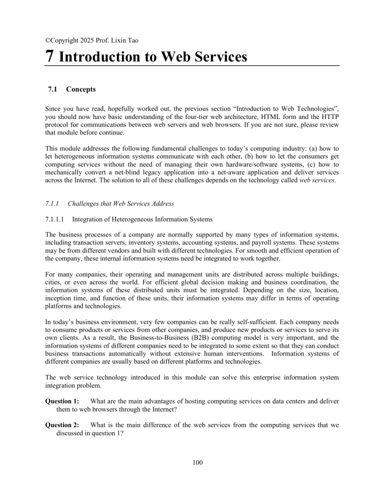 Introduction to Web Services Chapter