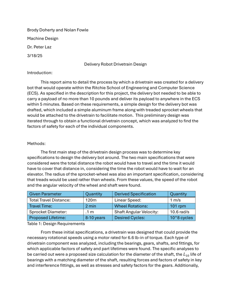 Delivery Robot Drivetrain Design Technical Report