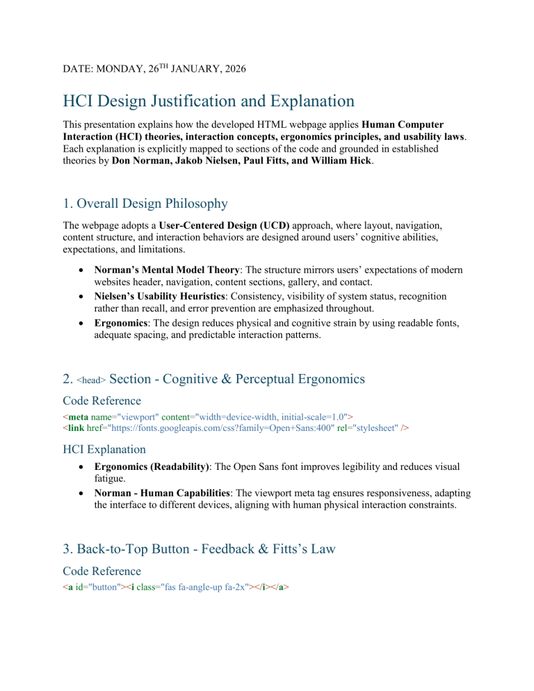 HCI Design Justification & Explanation Presentation