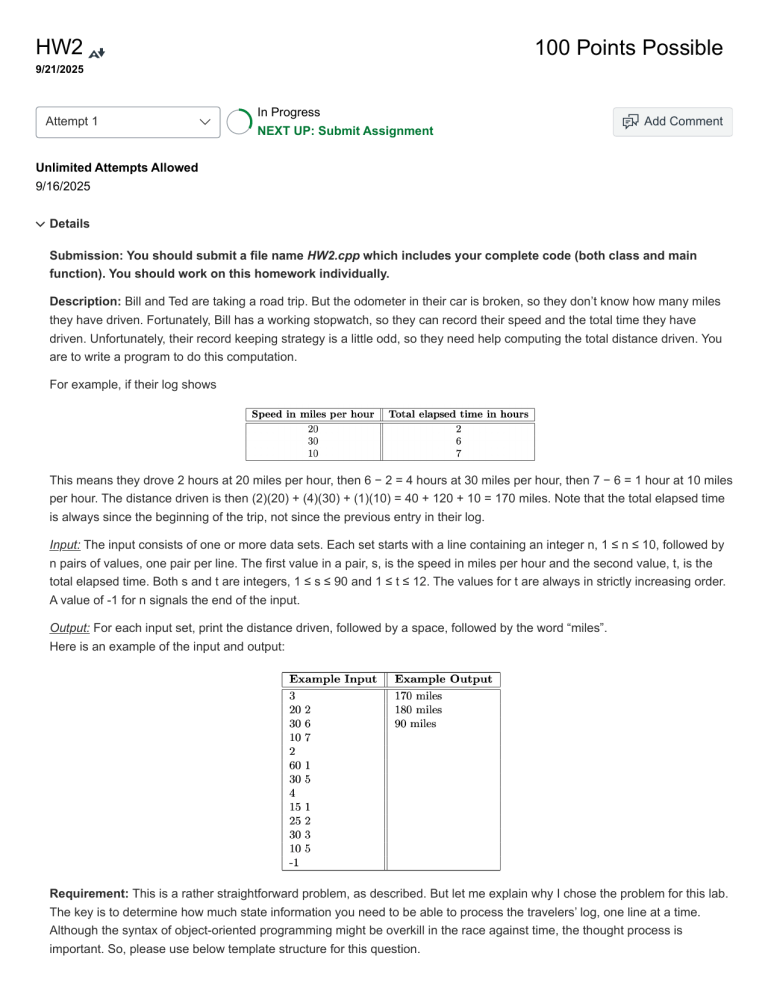 HW2 Programming Homework: Distance Calculation