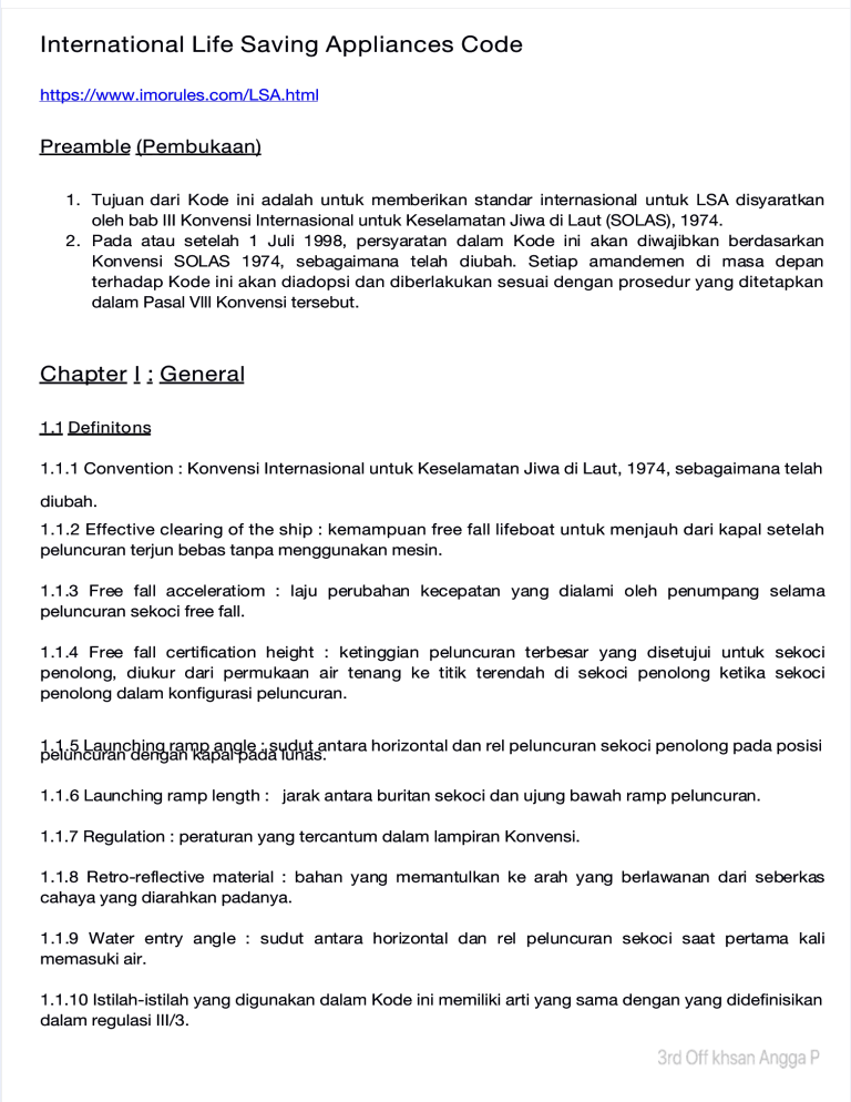 Kode Perlengkapan Penyelamat Hidup Internasional (LSA Code)