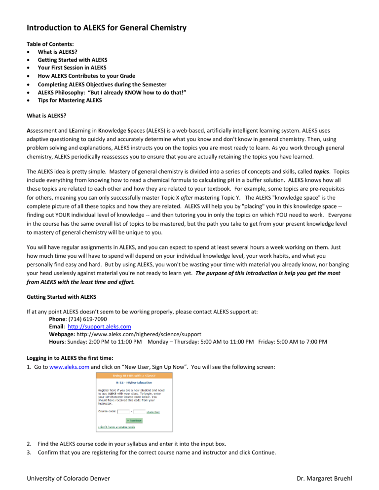 Introduction to ALEKS for General Chemistry