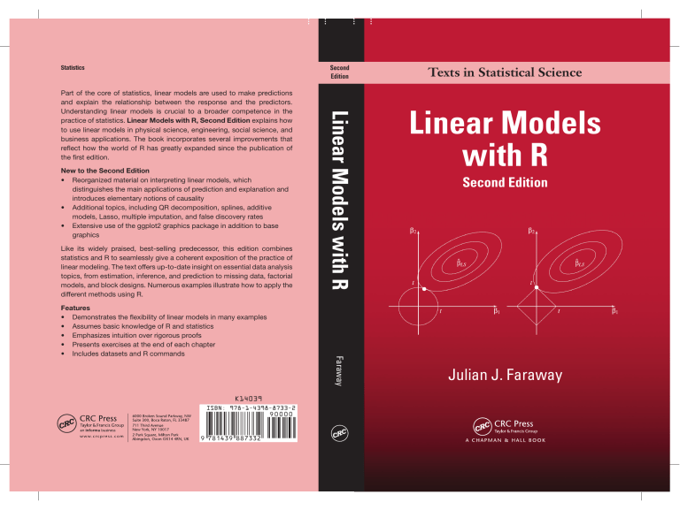 Linear Models with R, Second Edition | Statistics Textbook