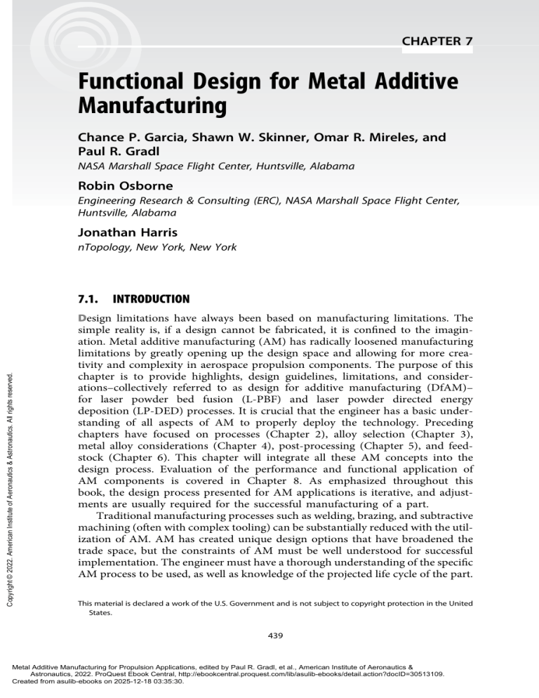 Functional Design for Metal Additive Manufacturing Chapter 7