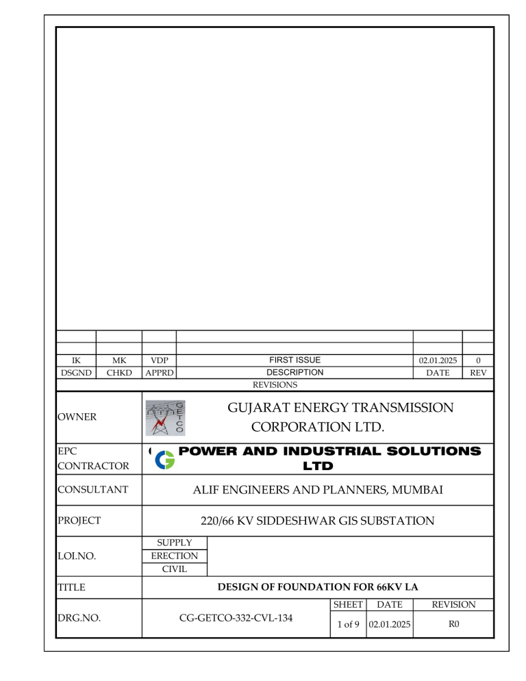 66kV LA Foundation Design Calculation