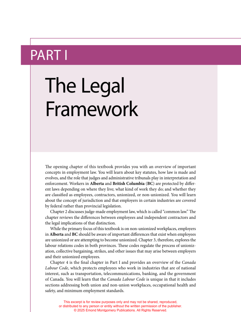 Employment Law Legal Framework Textbook