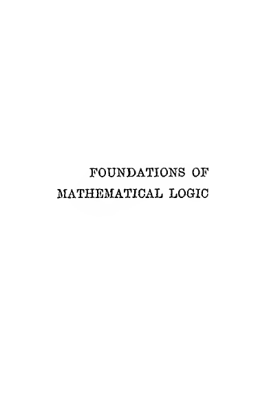 Foundations of Mathematical Logic Textbook